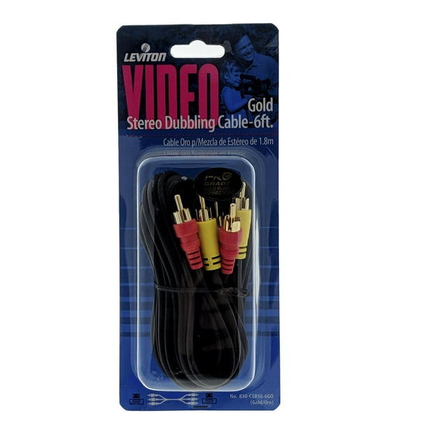 Leviton C5856-6GO 6 foot Video Stereo Audio RCA GOLD Dubbing Coax Composite Cable - Walmart ...