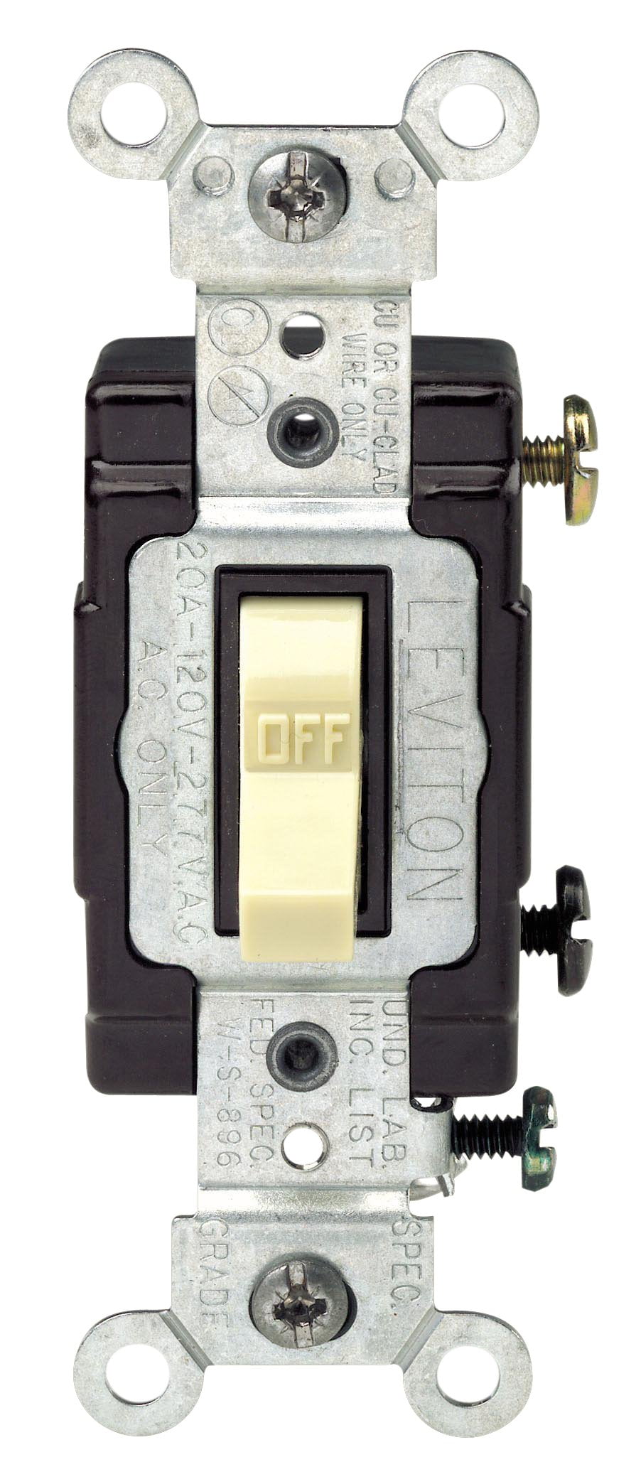 Leviton 1-Pole Commercial Grade Ac Quiet Toggle Switch, Ivory, 120 / ...