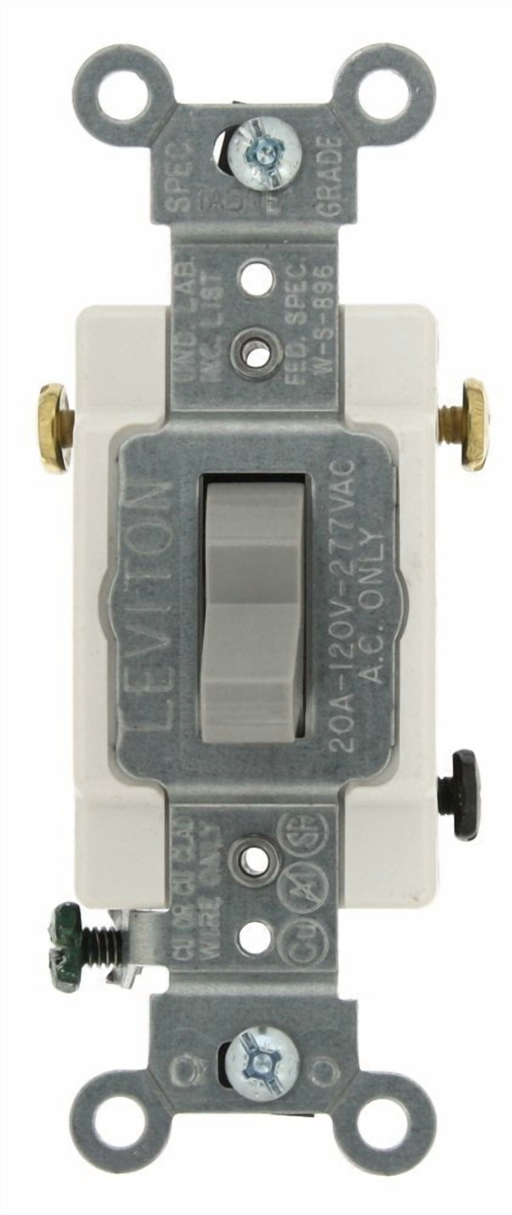 Leviton CS320-2GY 3-Way Toggle Light Switch, 20A 120/277V, Side Wired ...