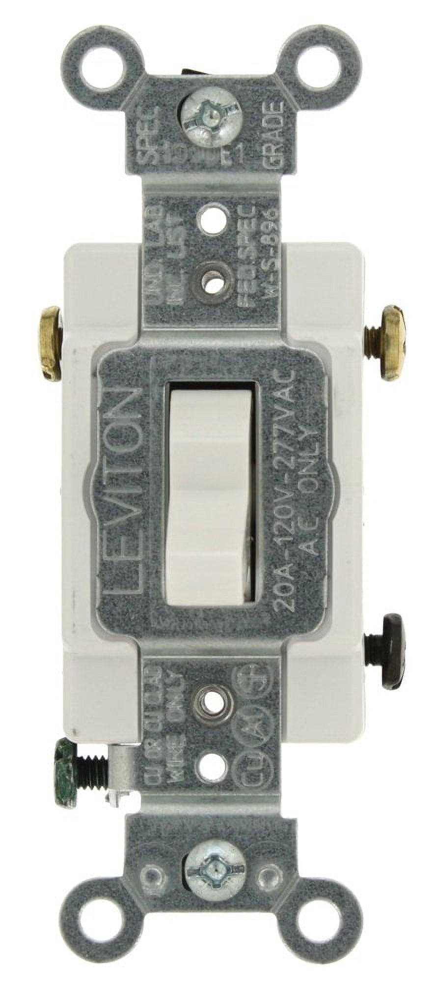Leviton CS320-2W 20-Amp, 120/277-Volt, Toggle 3-Way AC Quiet Switch ...