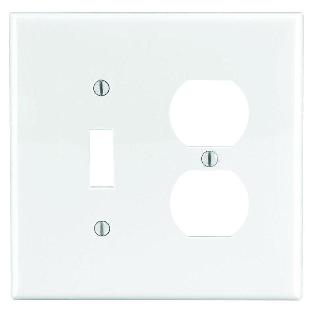 Leviton Combination Wallplate Thermoplastic Nylon 2 Gang Midway White 1 ...