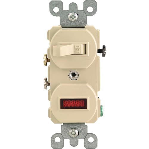 Leviton Commercial Grade Switch & Pilot Light IVORY SWITCH/PILOT, Each ...