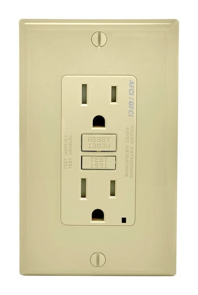 Leviton Decora 15 amps 125 V Ivory AFCI/GFCI Dual Function Outlet 5-15R ...