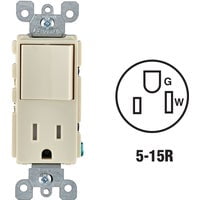 Leviton Decora 15 amps 125 volt Light Almond Combination Switch/Outlet ...