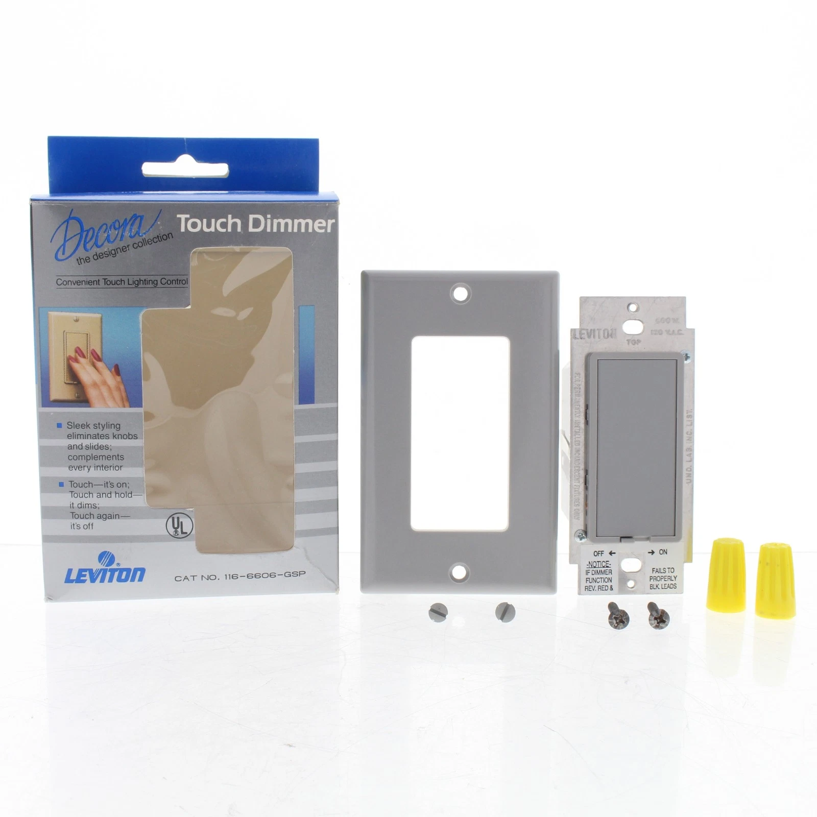 Leviton Decora Gray Touch Pad Light Dimmer 1-Pole Switch Preset 600W ...