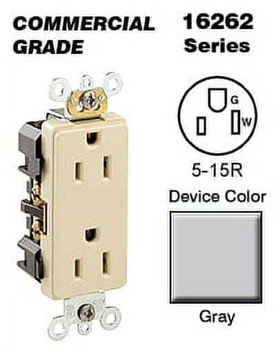 Leviton Decora Plus 15 Amp 125 V Industrial Grade Duplex Outlet ...