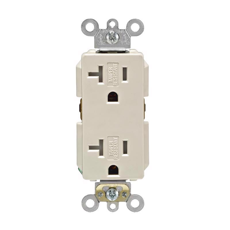 Leviton Decora Plus 20 amps 125 V Duplex Light Almond Outlet 5-20R 1 pk ...