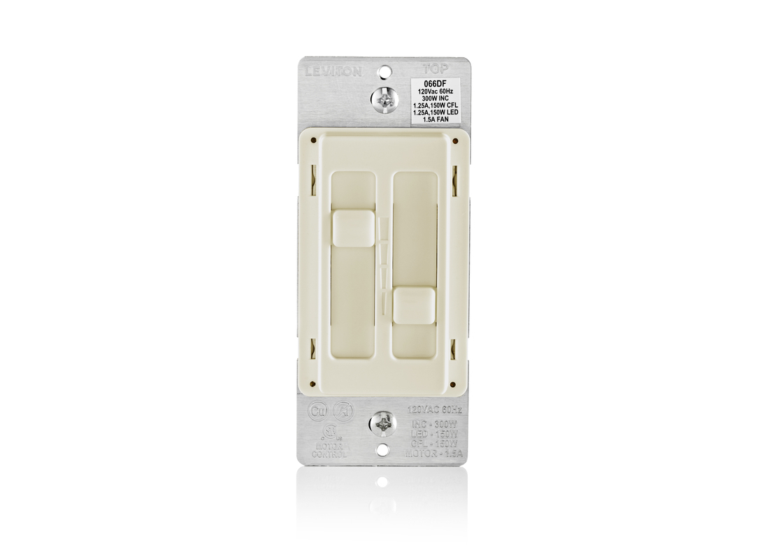 Leviton 66DF-T Dimmer Slide Switch Decora SureSlide Light Almond Fan ...