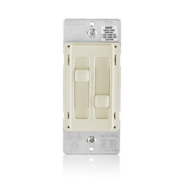 Leviton Decora Sureslide Fan & LED Dimmer Slide Switch, Light Almond ...