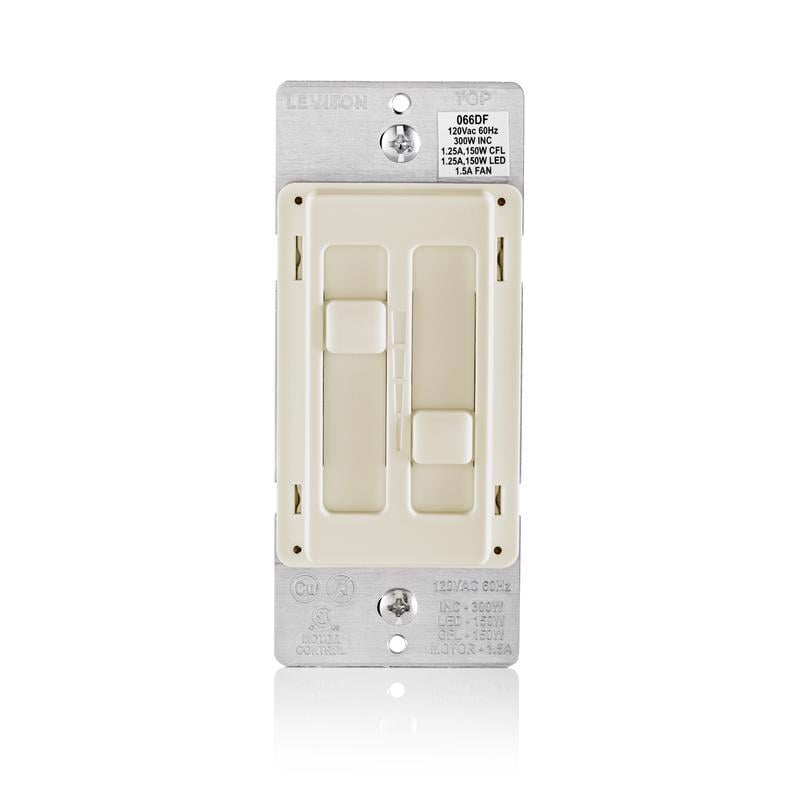 Leviton Decora Sureslide Fan & LED Dimmer Slide Switch, Light Almond ...