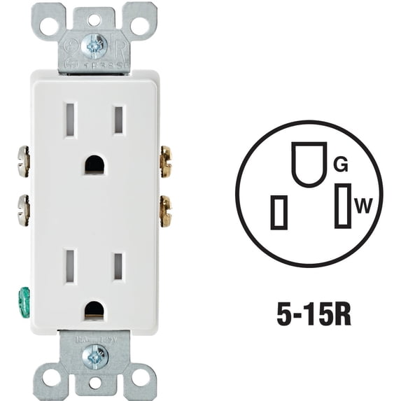 Leviton T5325-00W Decora 15 Amps 125 V Duplex White Outlet 5-15R ...