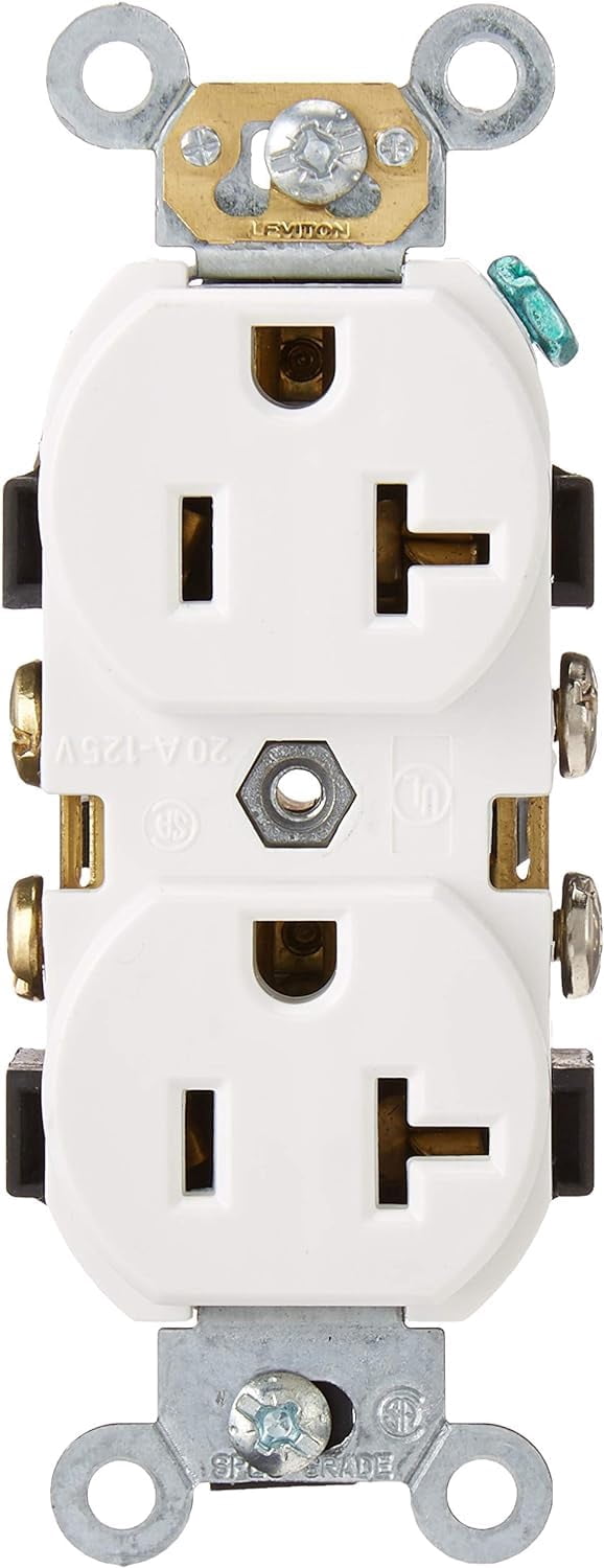 Leviton Duplex Receptacle, Commercial Spec Grade, Smooth Face, 20 Amp ...