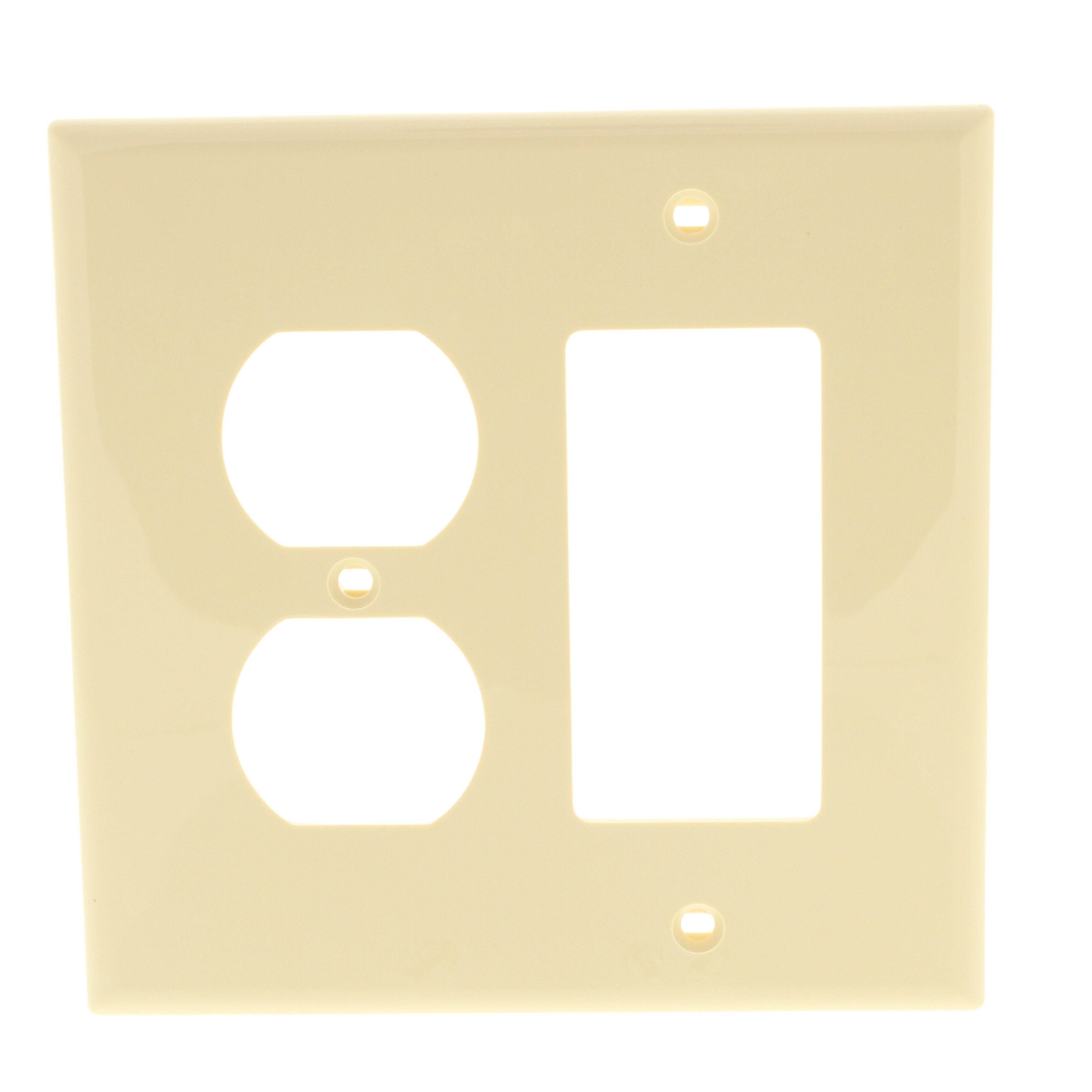 Leviton PJ826-I Ivory Midway Nylon Two Gang Combination Duplex ...