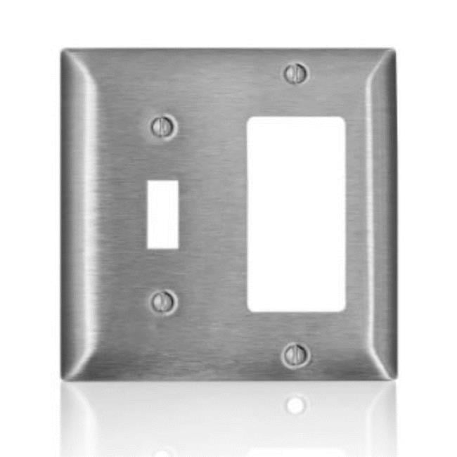 Leviton 3006769 C-series Satin 2 Gang Stainless Steel Decora & Toggle ...