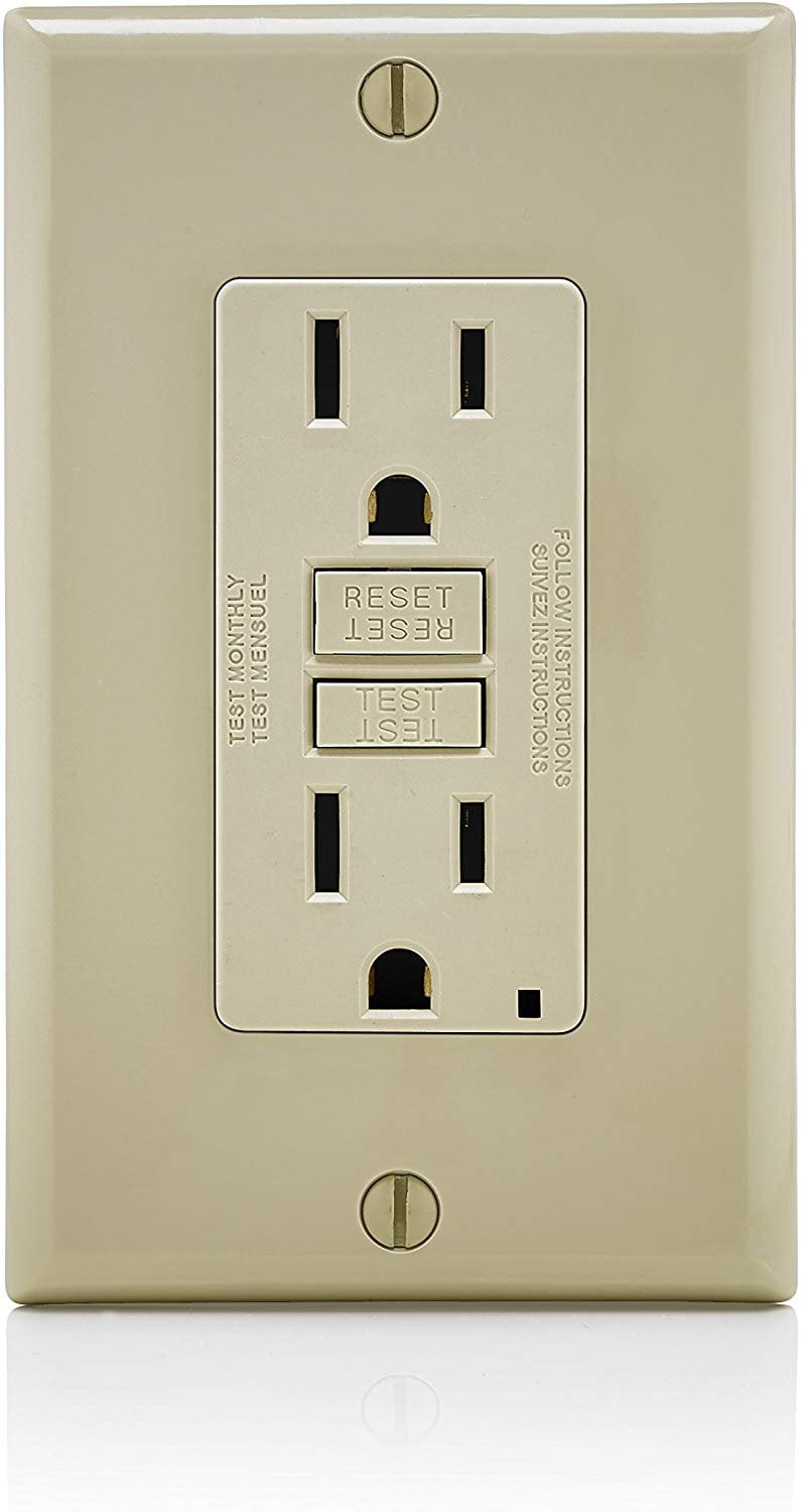 Leviton 15 Amp Self-Test SmartlockPro Slim Duplex GFCI Outlet, Ivory ...