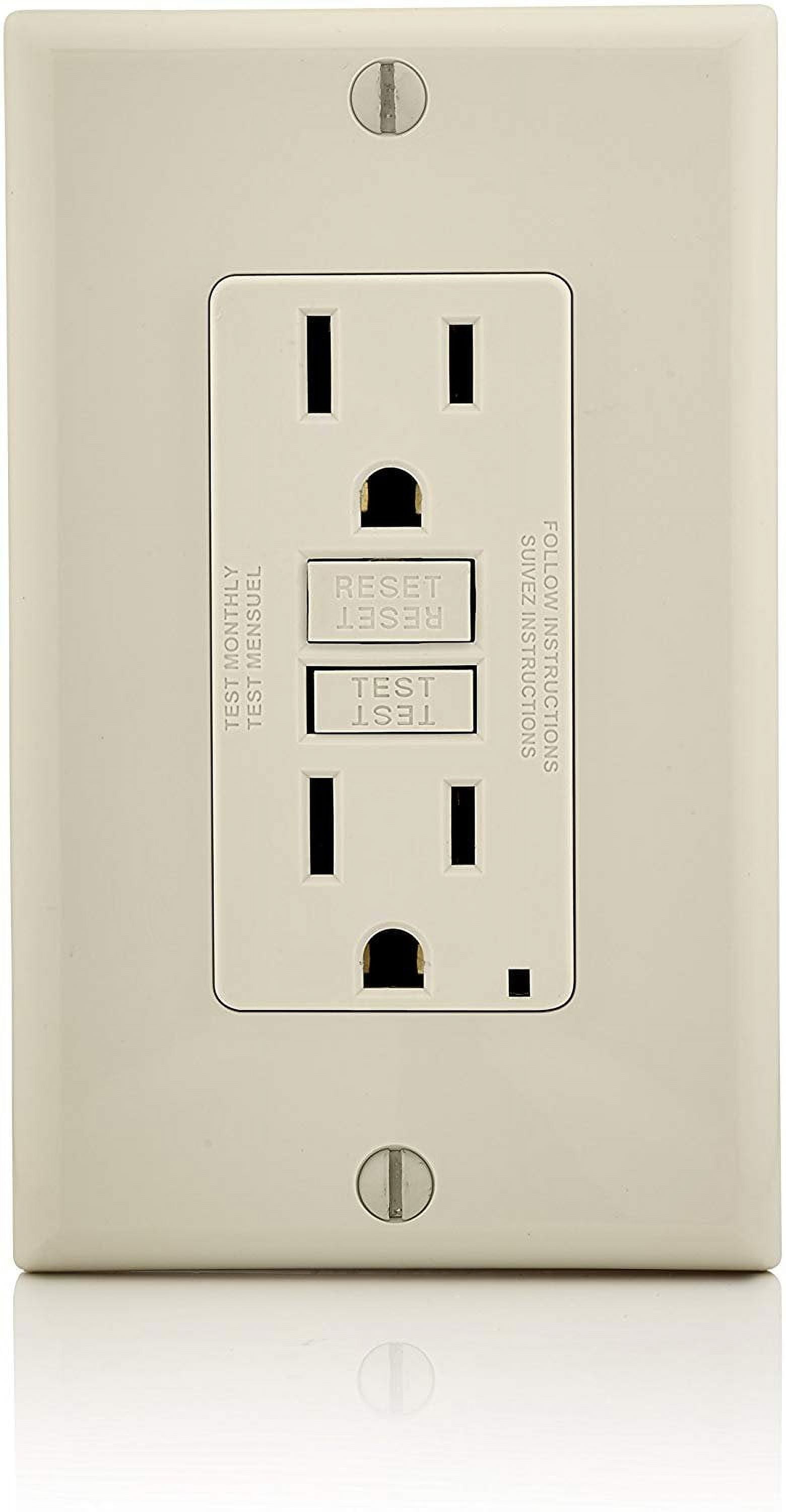 Leviton GFNT1-T GFCI Receptacle, 15A, 125V Narrow, Light Almond ...