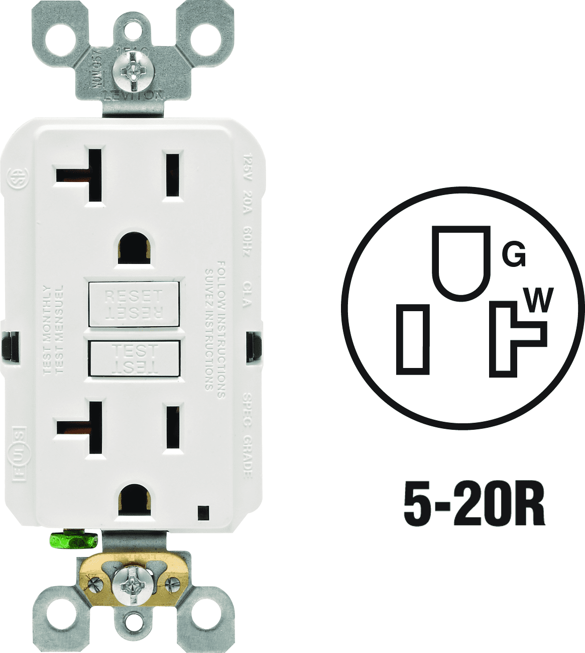 Leviton GFCI Receptacle in White — UL Listed for US Residential ...
