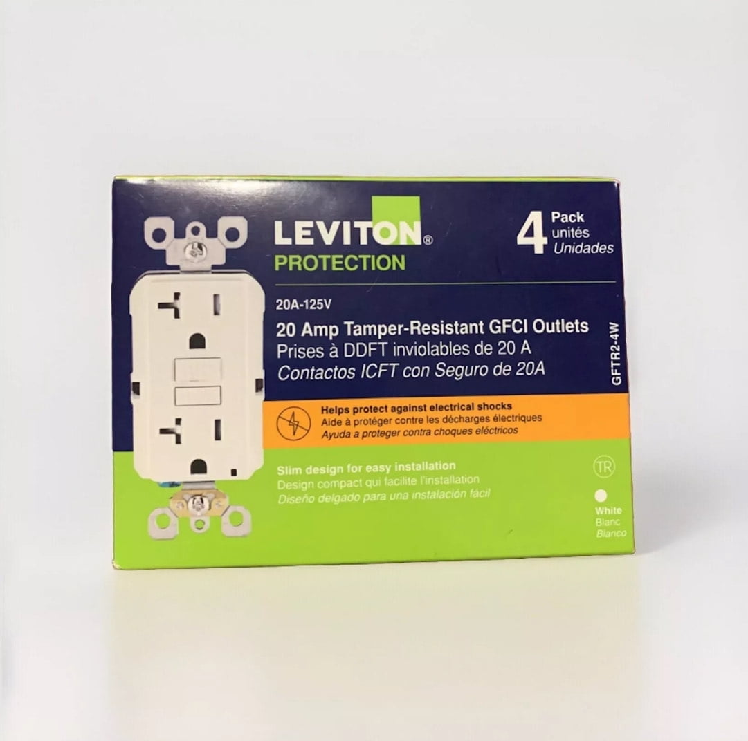 Leviton 4 Pack Gfnt2-4W Gfi Gfci 20A White - Electrical Safety, Self ...
