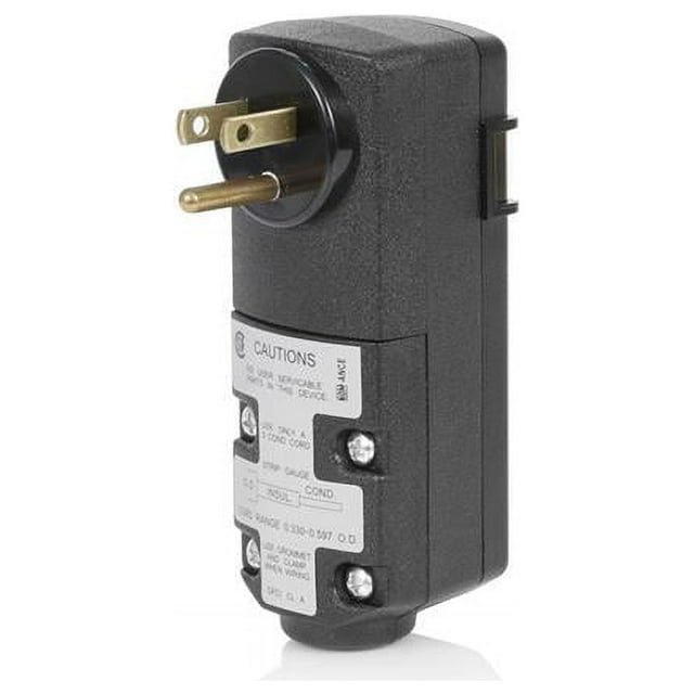 Leviton GSRA1 15A Grounded Self-Test Right-Angle GFCI Plug, Black ...