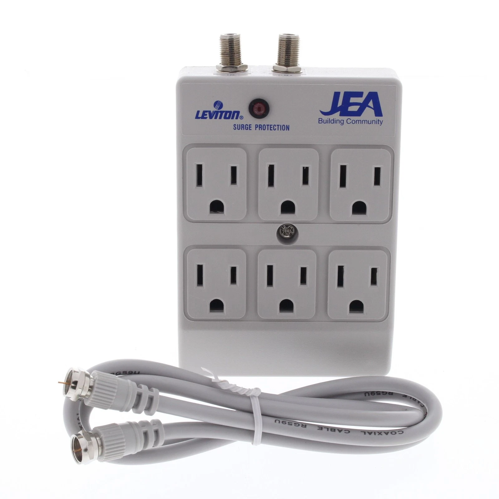 Leviton Gray 6-Outlet Surge Protector Receptacle Adapter W/ Coaxial ...