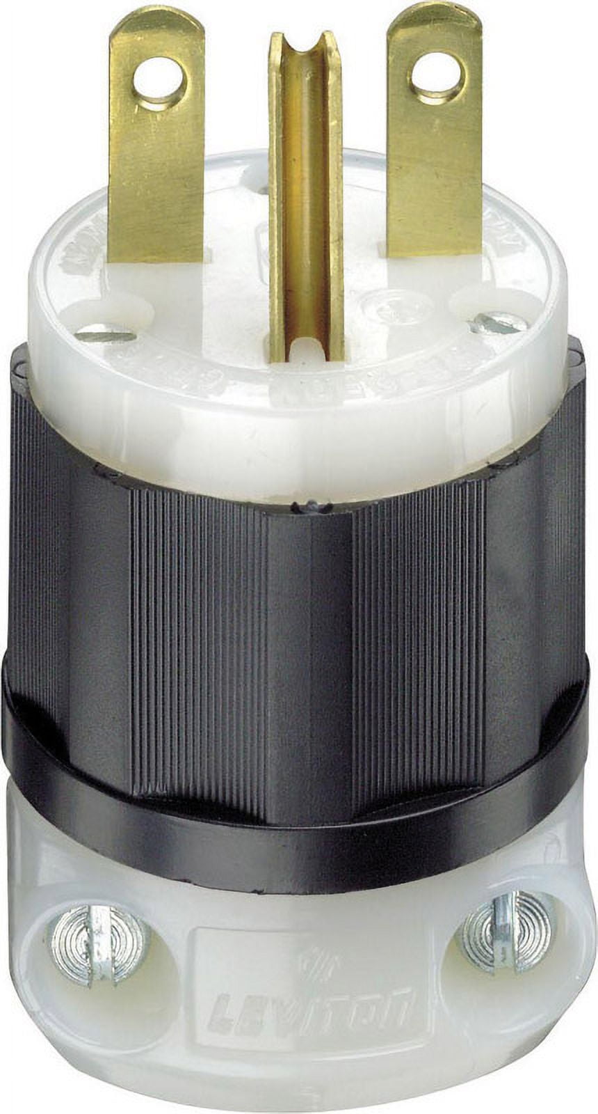 Leviton Industrial Nylon Ground/Straight Blade Plug 6-15P 18-10 AWG 2 ...