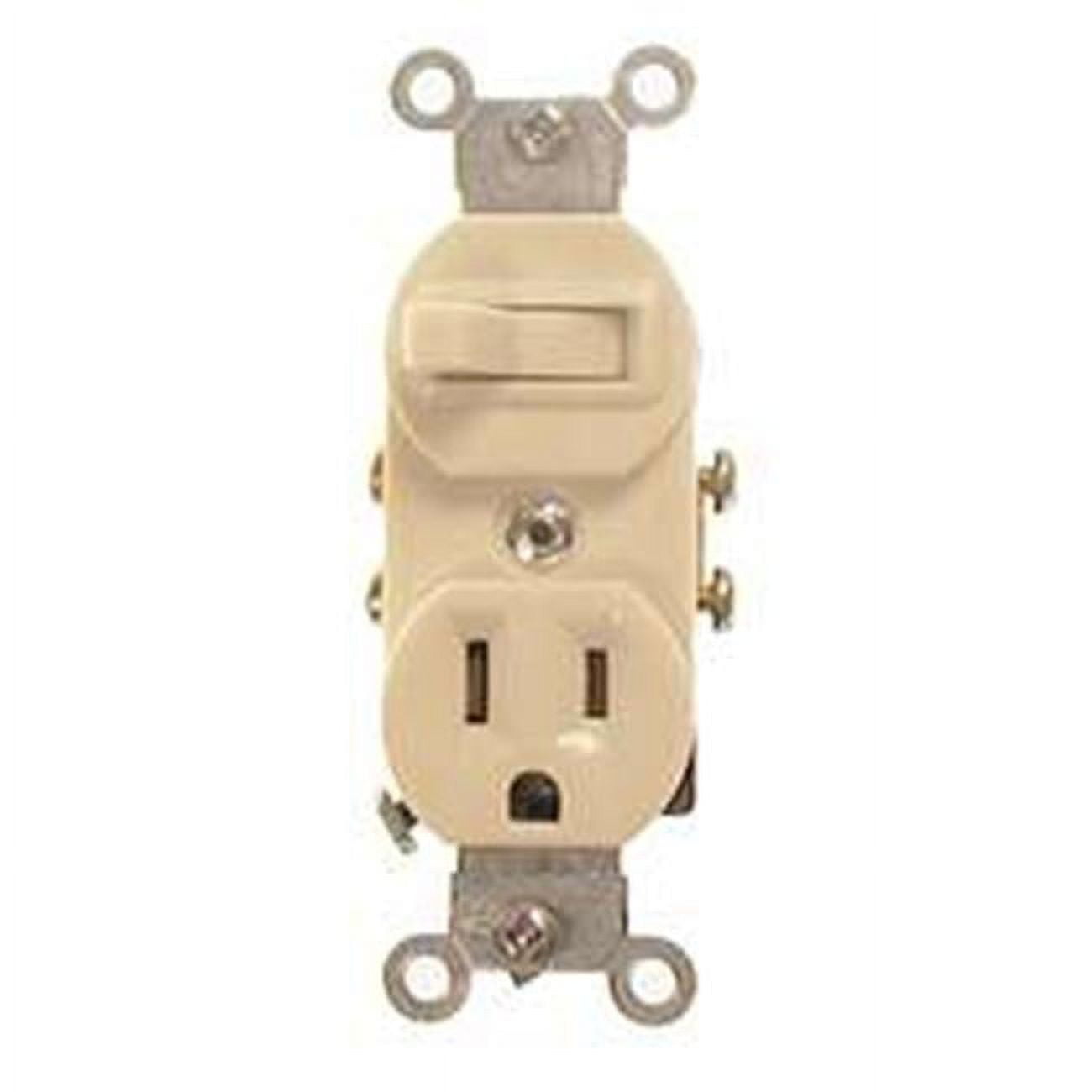 Leviton Ivory Commercial Grade Combination Toggle Switch & Receptacle ...