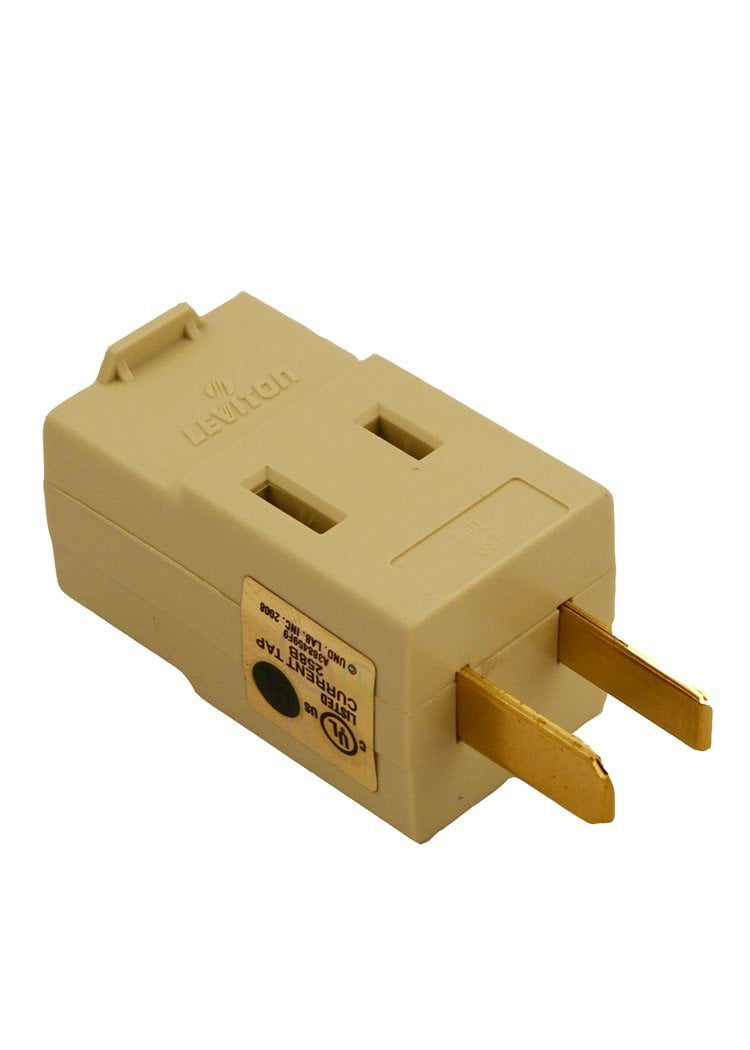 Leviton Electrical Cube Adapter, 3 Plugs, Polarized, Vinyl, Ivory, 125V ...