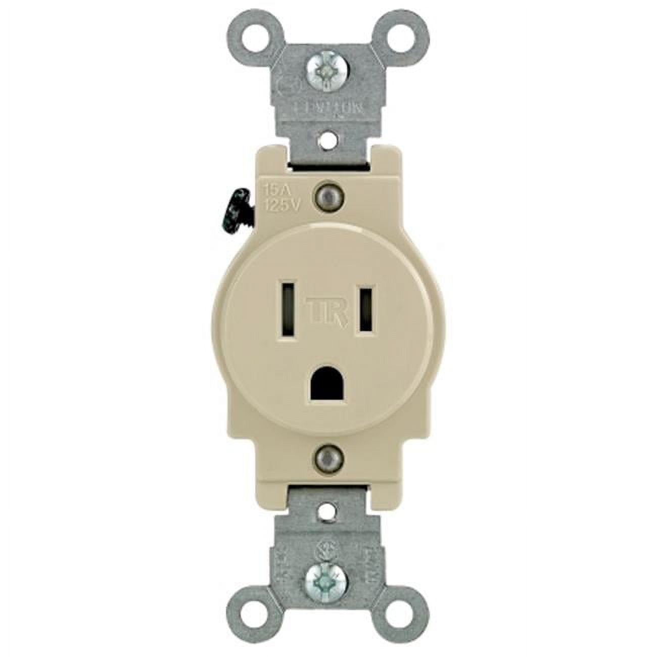 Leviton Ivory TAMPER RESISTANT COMMERCIAL Single Outlet Receptacle 15A ...