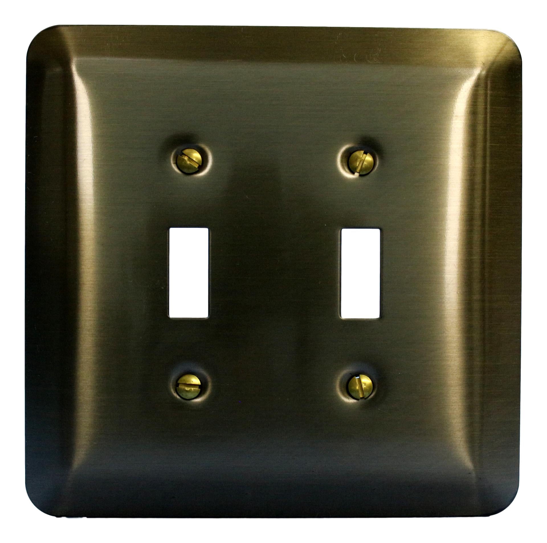 Leviton Jumbo 2-Gang Antique Brass Switch Cover Wall Plate Switchplate ...