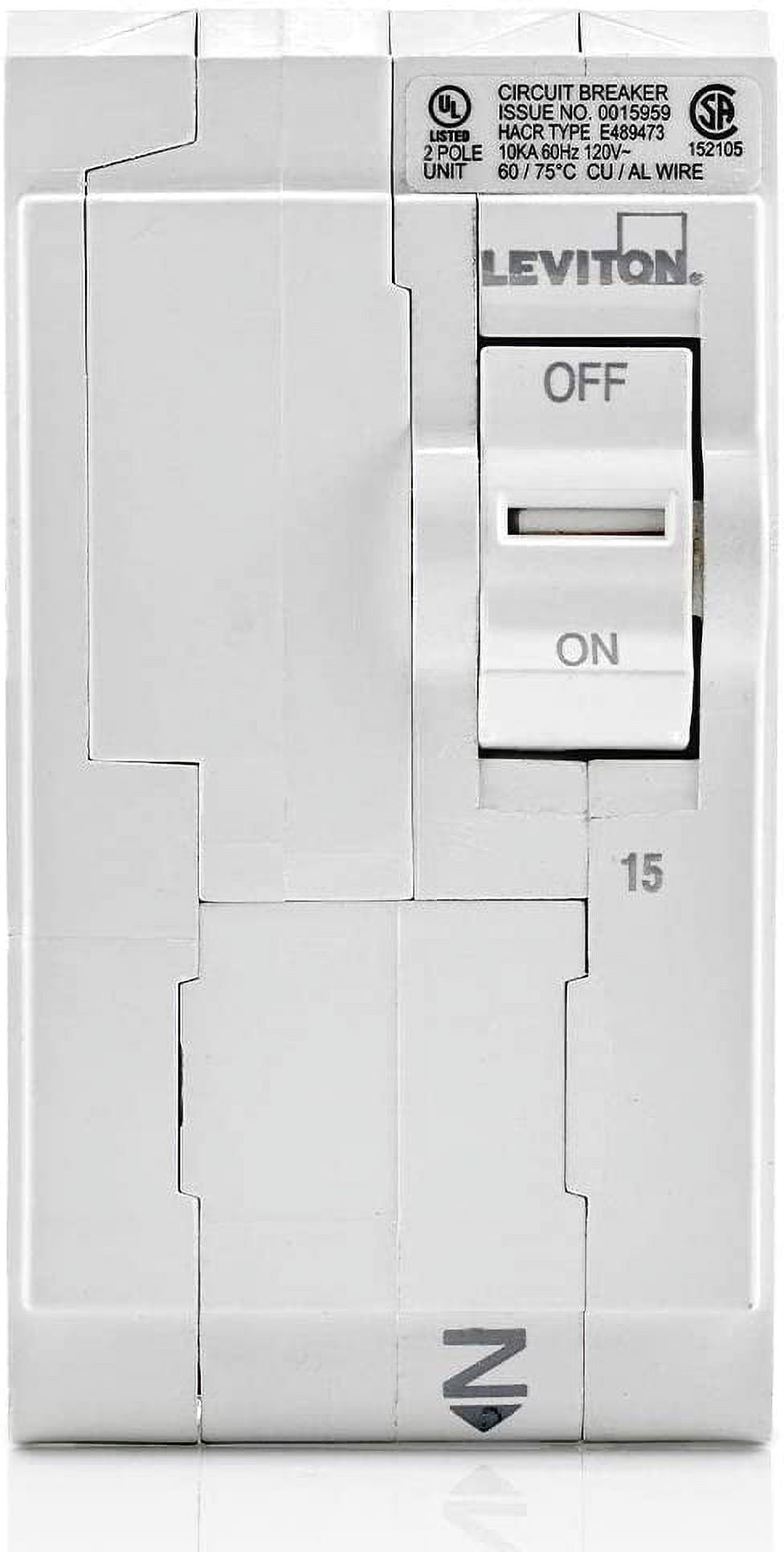Leviton LB215 15 Amp, 2-Pole Plug-on Standard Branch Circuit Breaker ...