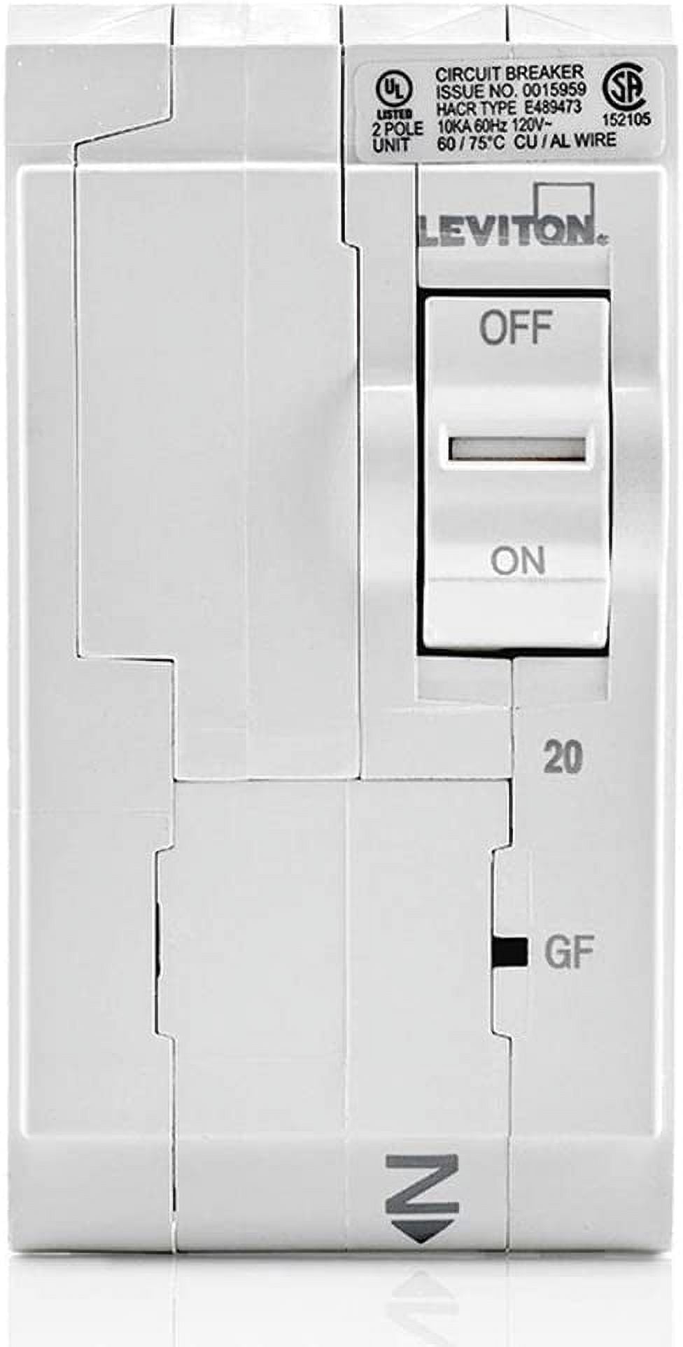 Leviton LB220-EP 20 Amp, 2-Pole Plug-on GFPE Branch Circuit Breaker ...