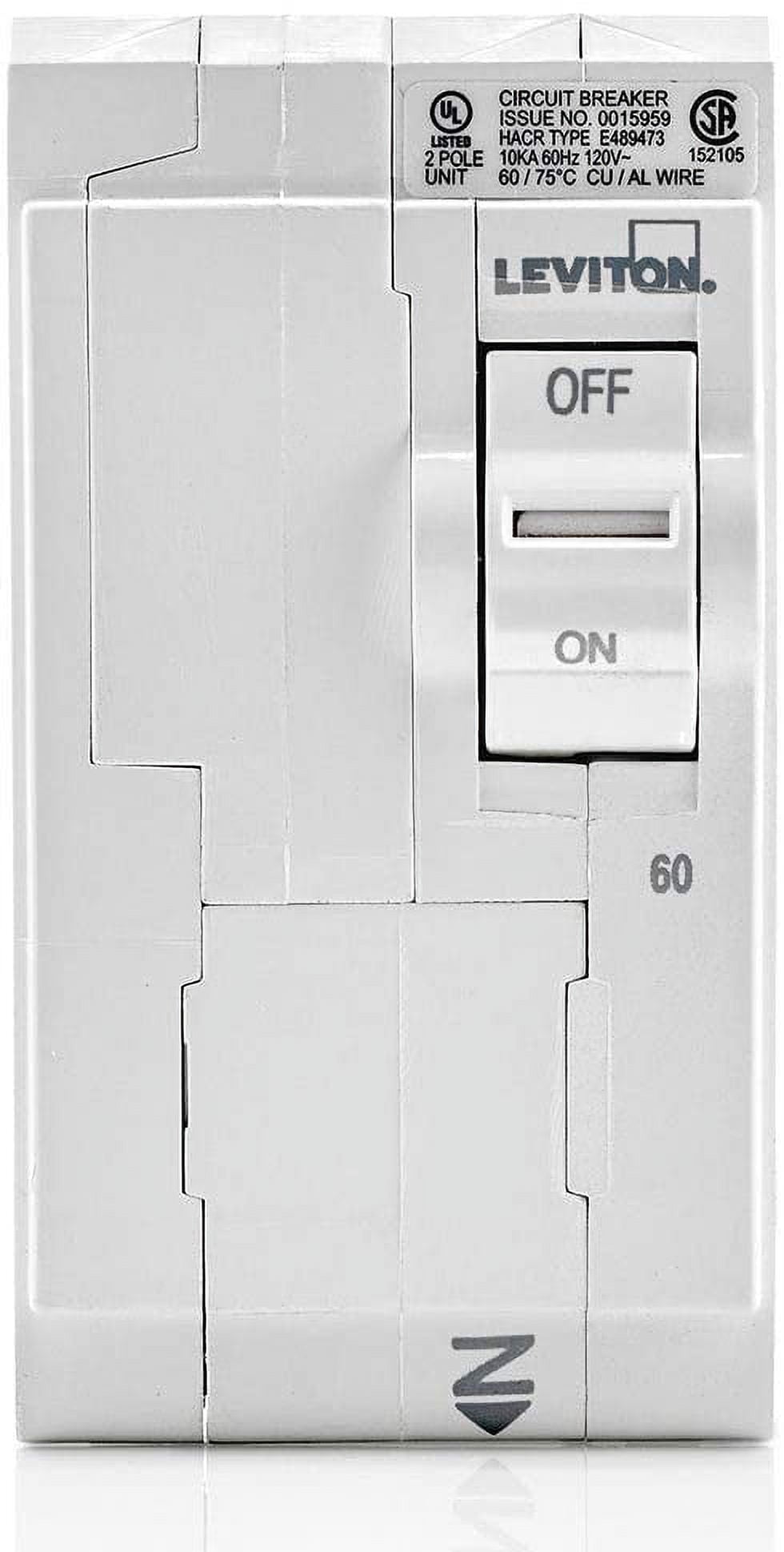 Leviton LB260 60 Amp, 2-Pole Plug-on Standard Branch Circuit Breaker ...