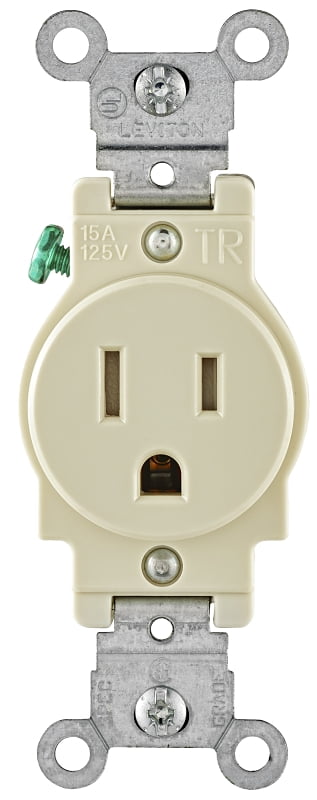 Leviton Light Almond Tamper Resistant Single Outlet Receptacle 15A ...