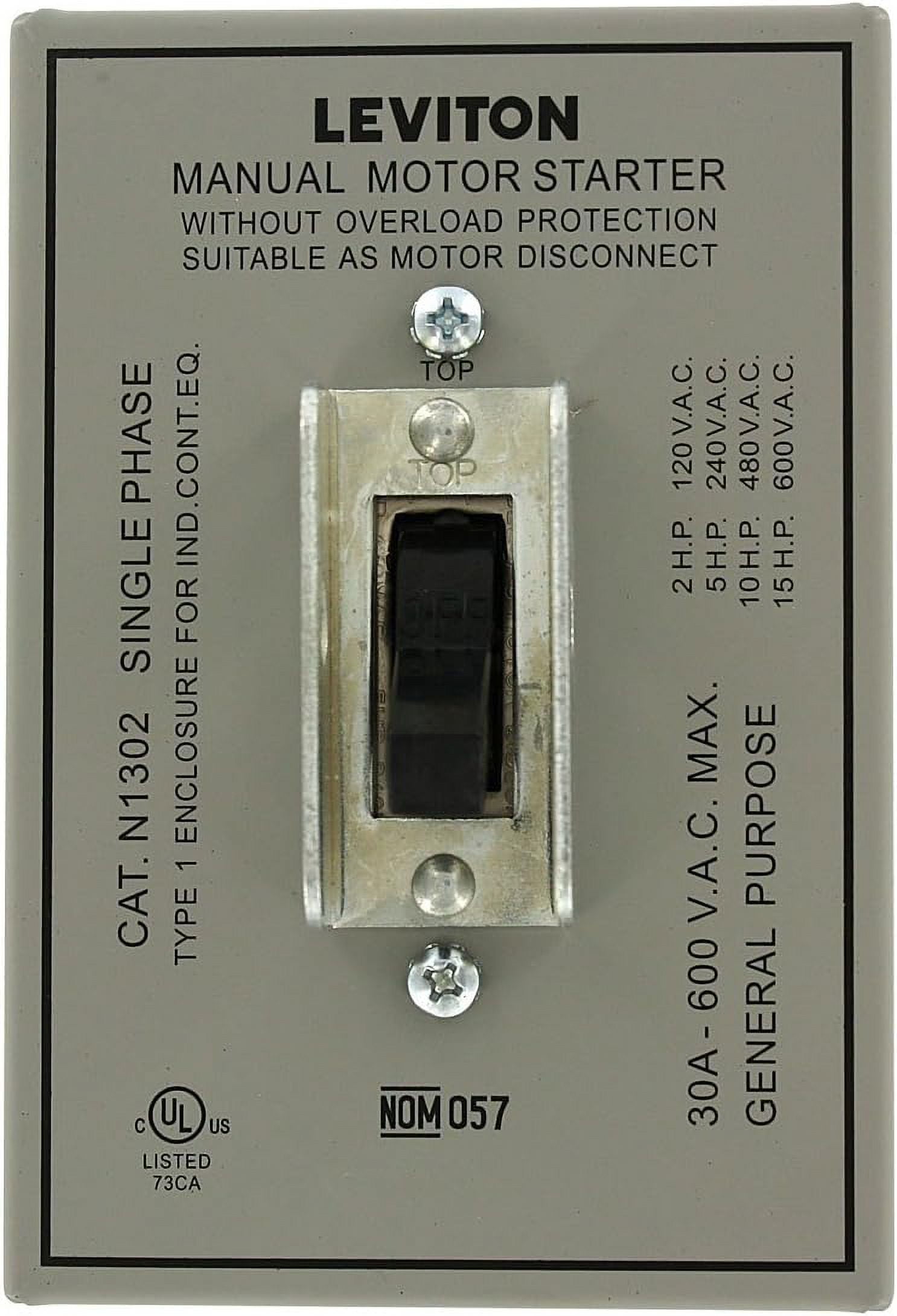 Leviton N1302-DS 30 Amp Two- Pole AC Motor Starting Switch in Type 1 ...