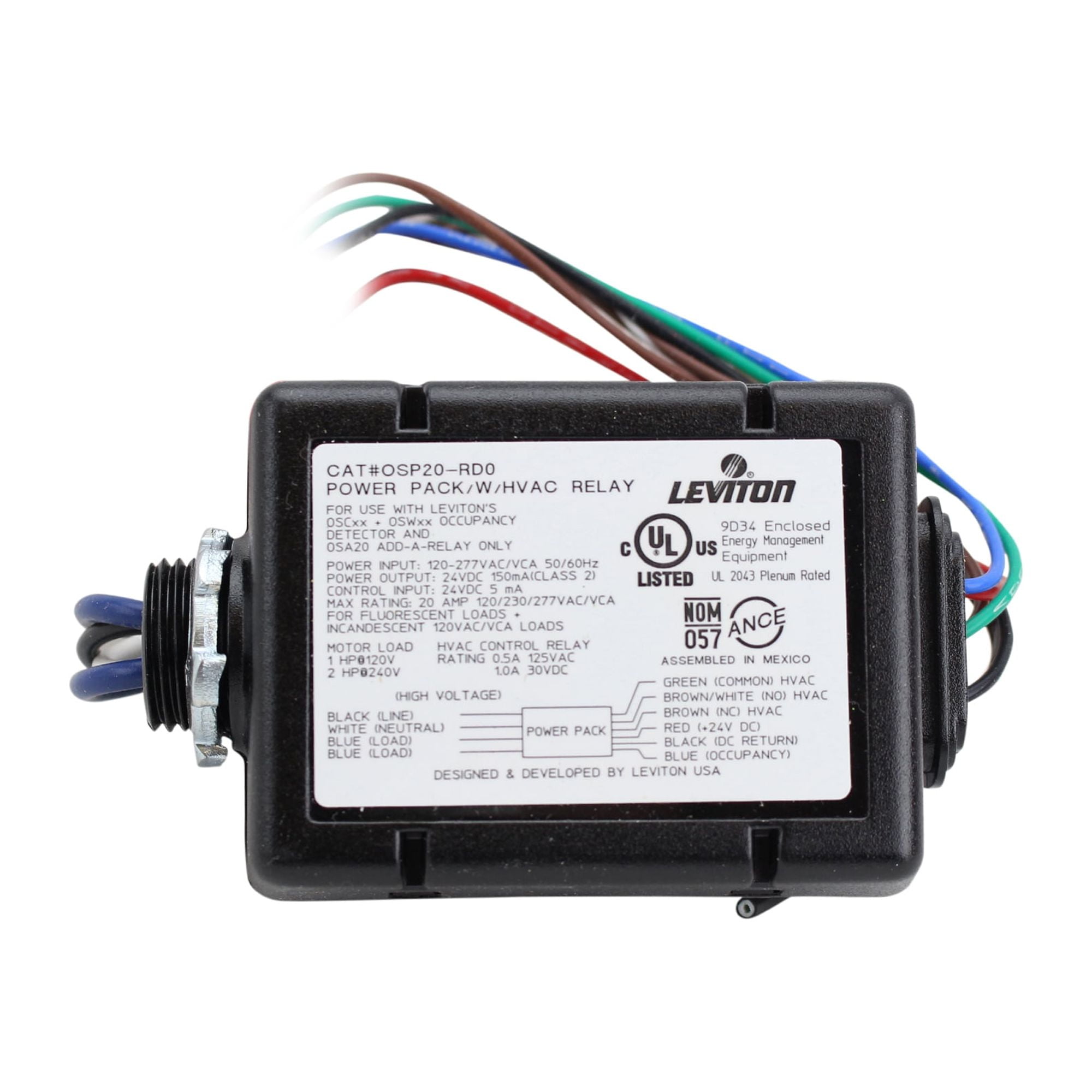 Leviton OSP20-RD0 Occupancy Sensor Power Pack w/ HVAC 120/277V 20A ...