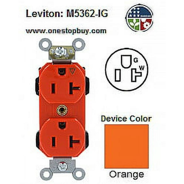 Leviton Orange Industrial LEV-LOK Iso Ground Receptacle Outlet 20A ...
