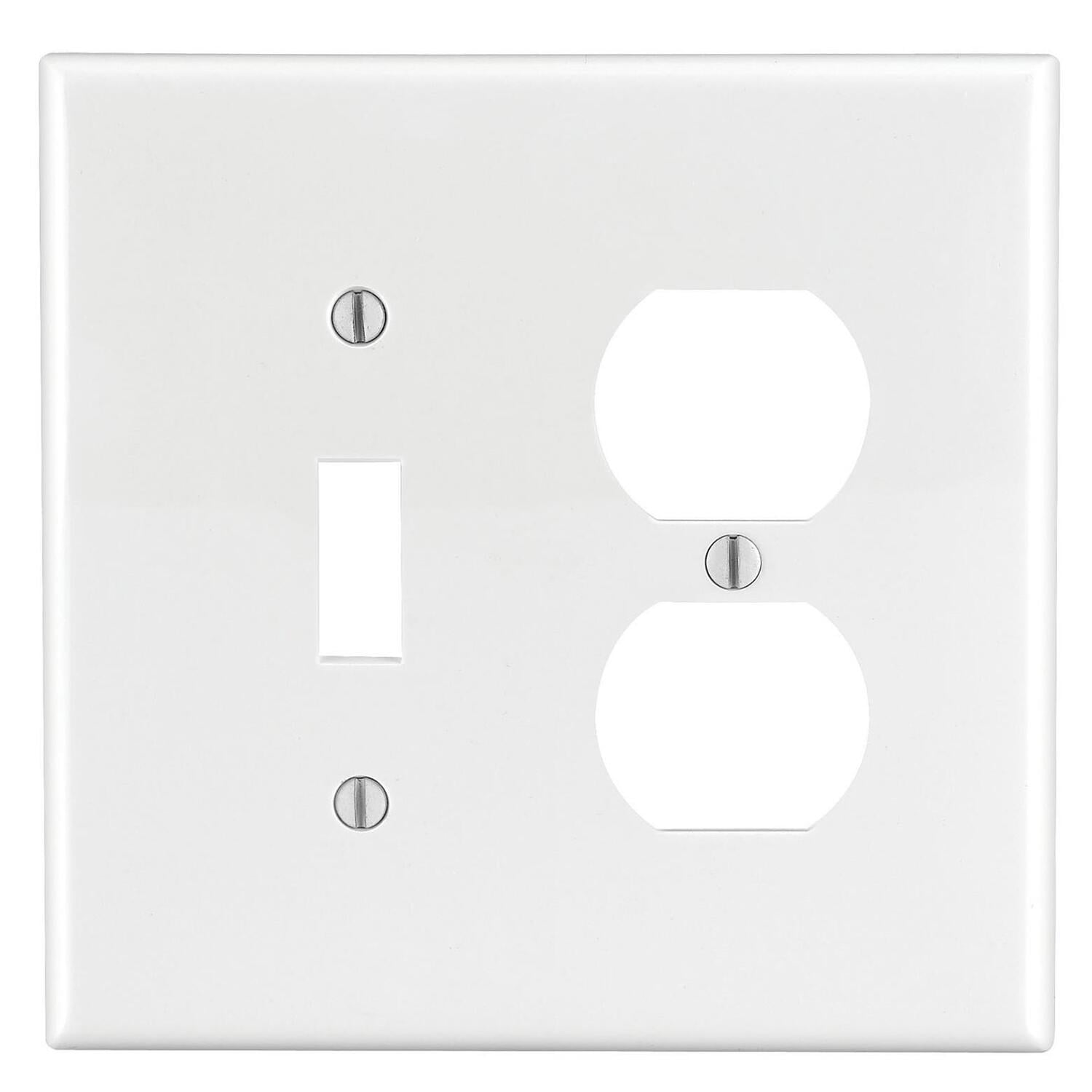 Leviton PJ18-W 2-Gang Combination Toggle Switch Duplex Receptacle Wall ...