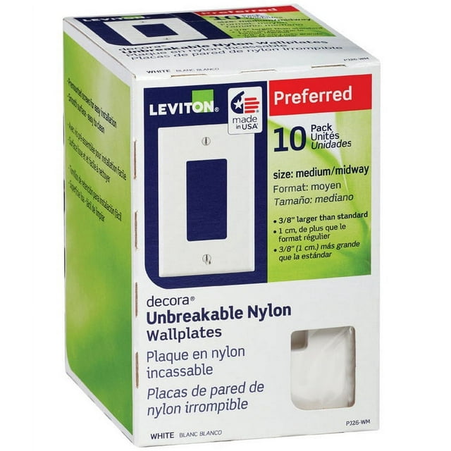 Leviton PJ26-WM Decora Rocker Midsize Wall Plate, White, 1 Gange ...