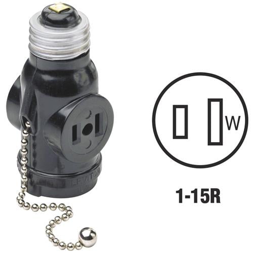 Leviton Pull Chain Socket Adapter BLK, Each - Walmart.com