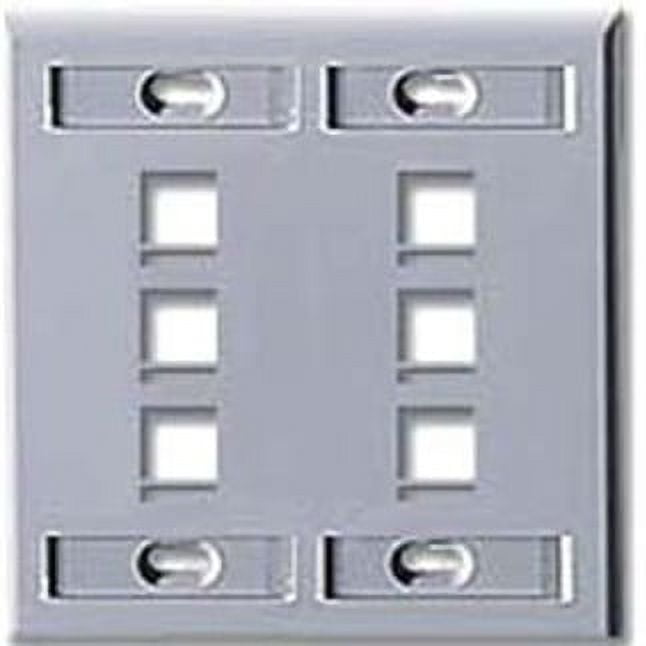 leviton 42080-6gp 6-port dual gang quickport wallplate with id windows ...