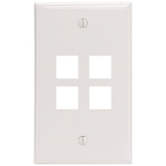 Leviton C42-41080-4wp Single Gang White Quickport® 4-Port Wallplate ...