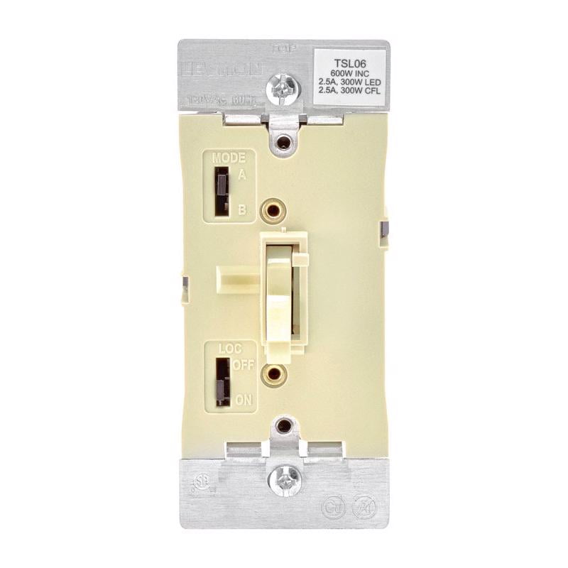 Leviton Ivory Toggle Dimmer Switch, 600W Incandescent, Single Pole or 3 ...