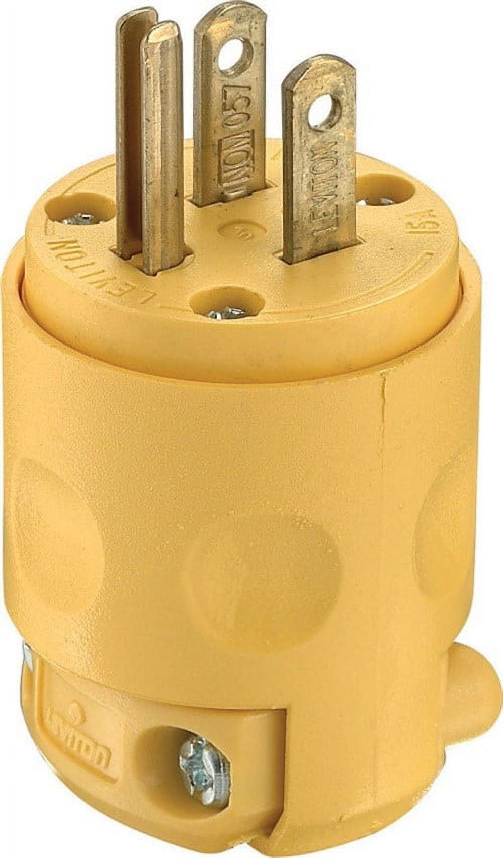 Leviton 2 Pole 3 Wire Grounding Plug Yellow 125V 15A for Residential ...