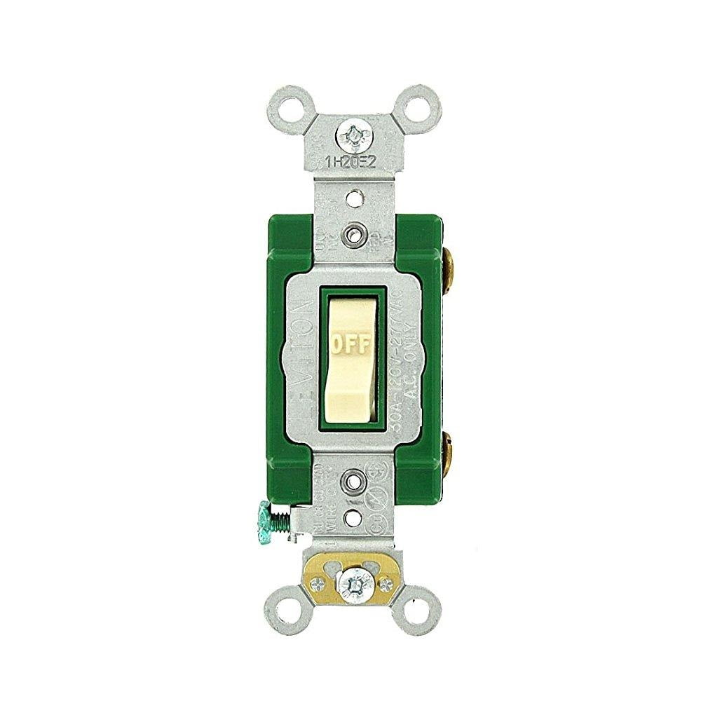 Leviton Ivory Industrial Toggle Wall Light Switch Single Pole 30A 3031 ...