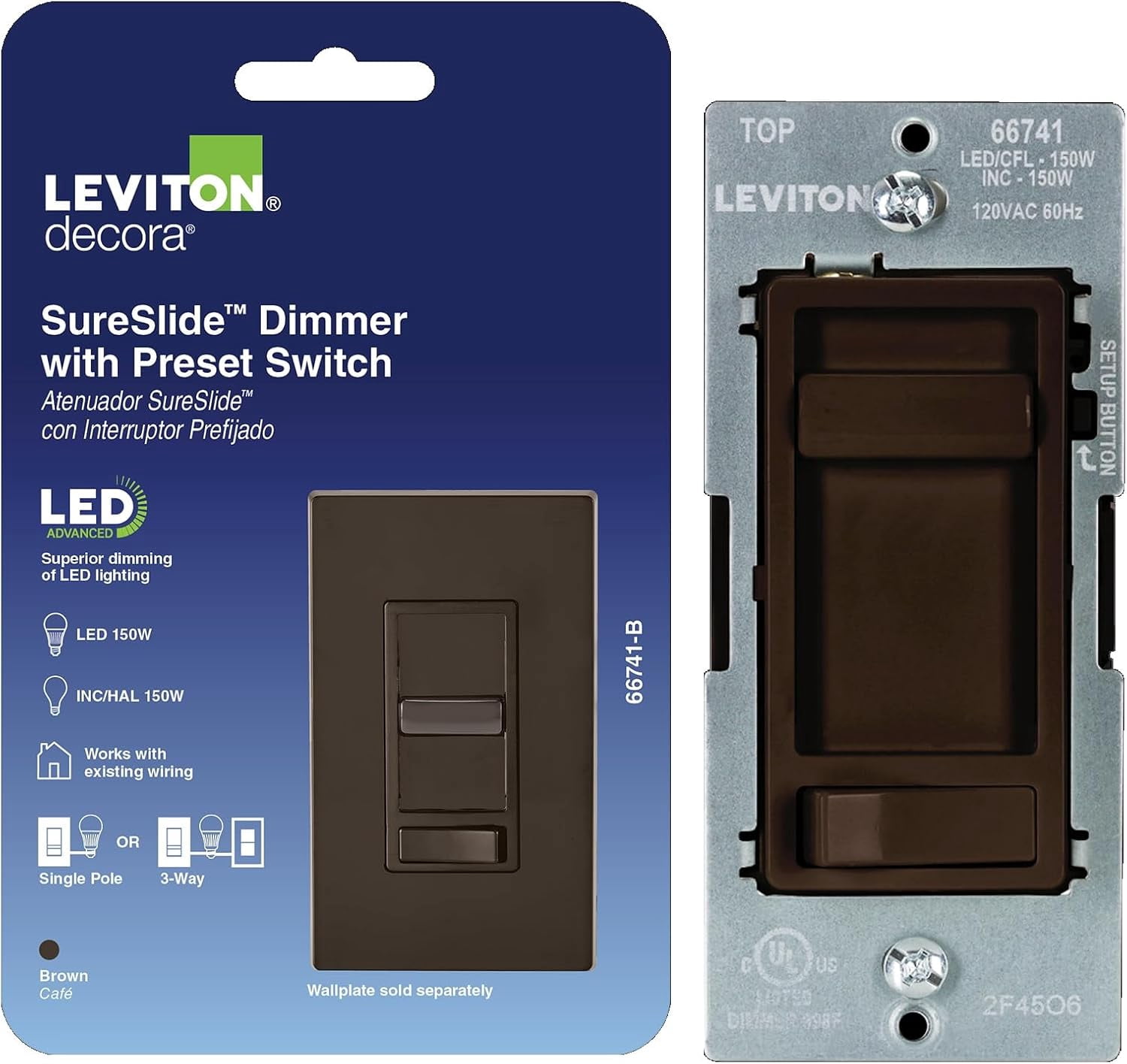 Leviton SureSlide LED Advanced Dimmer Switch for 150W Dimmable LED ...