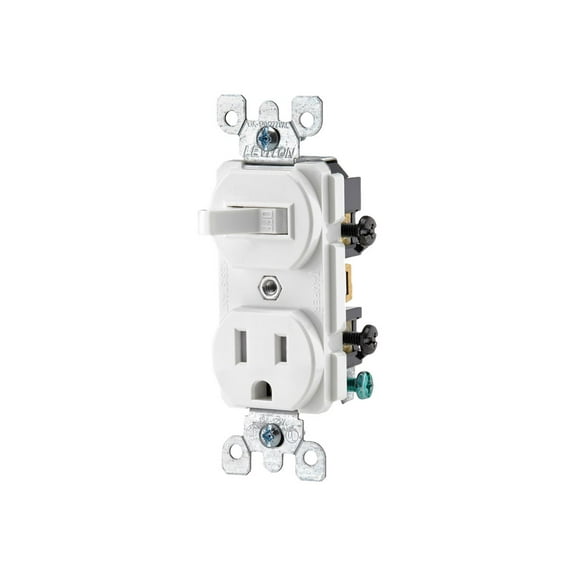 10 White Leviton 1-15 Straight Blade Connector Plugs Nema 1-15R 15A ...