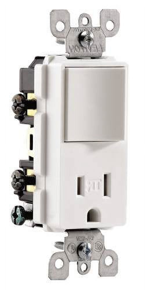 Leviton T5625-I Combination Rocker Switch / Receptacle, 15A, Ivory ...