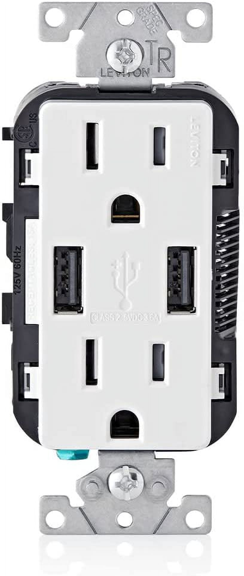 Leviton T5632-3BW 15-Amp USB Charger/Tamper Resistant Duplex Receptacle ...