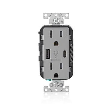 Leviton R02-T5632-0BW 15 Amp White USB & Receptacle Combination Outlet ...