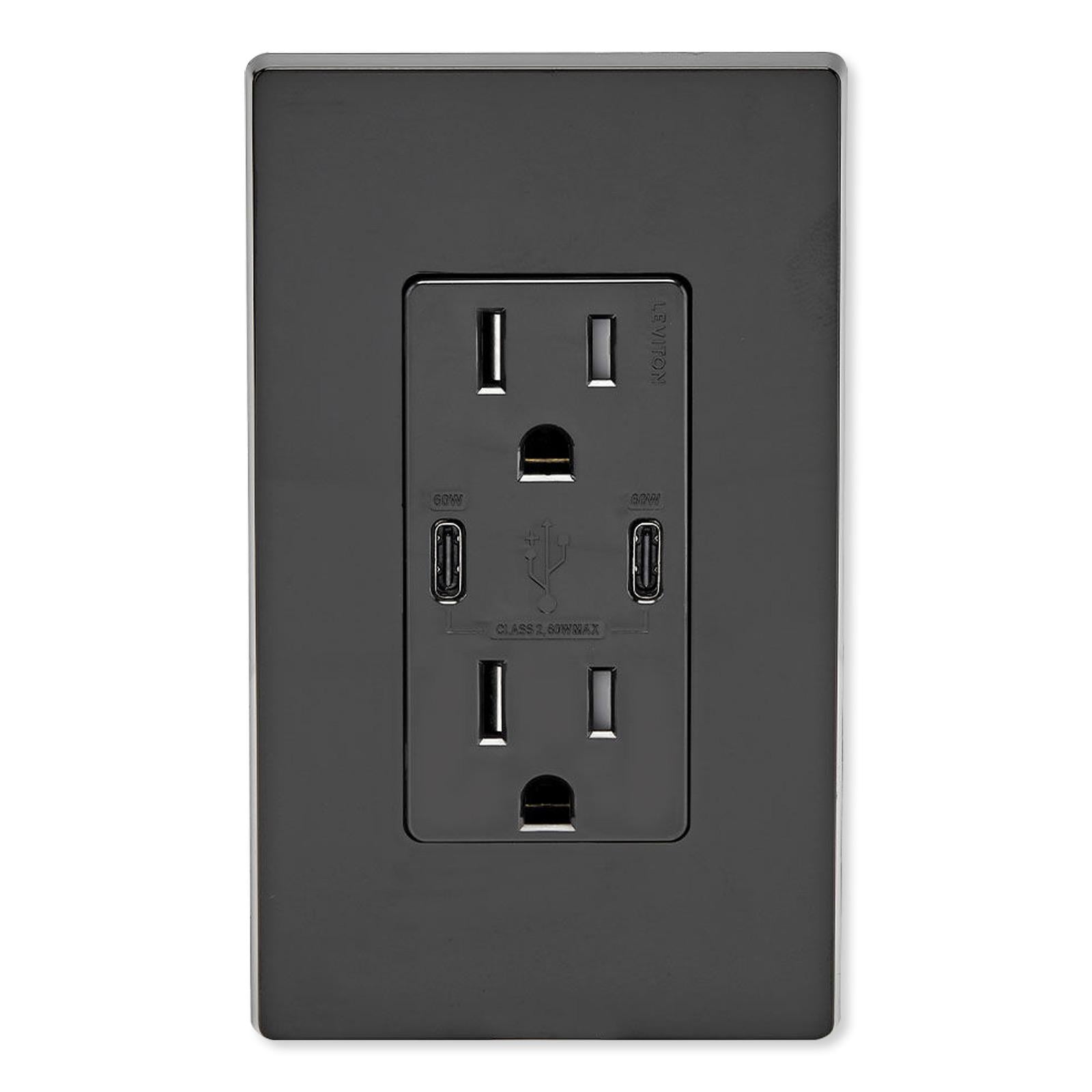 Leviton T5636-E USB Dual Type-C Charger Tamper-Resistant Duplex ...